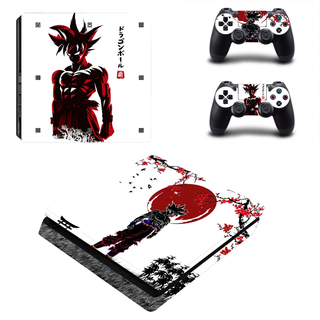 JOCHUI PS4 Slim Skins PS4 Controller Skins Playstation 4 Slim DBZ Vinyl Sticker Wrap Decal for Playstation Anime Goku