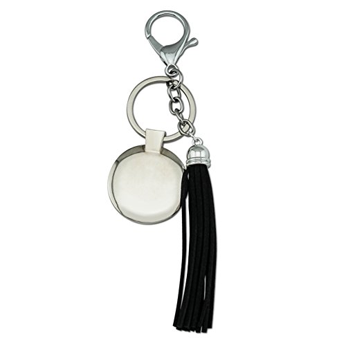 GRAPHICS & MORE Ford Vintage V8 Logo Chrome Plated Metal Round Leather Tassel Keychain