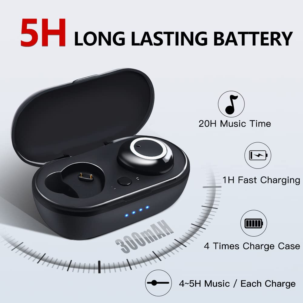 GTRACING Wireless Earbuds Bluetooth 5.0 Headphones in Ear with Wireless Charging Case TWS Stereo Built-in Mic Premium Sound with Deep Bass for Sport, White