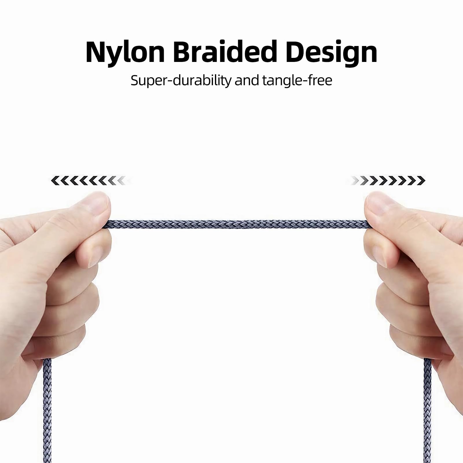 Henrety 3.5mm Nylon Braided Aux Cable (6.5ft/2m) - Male to Male Audio Auxiliary Cord for Headphones, Car, Home Stereos, Speaker, iPhone, iPad, iPod, Echo - Gray