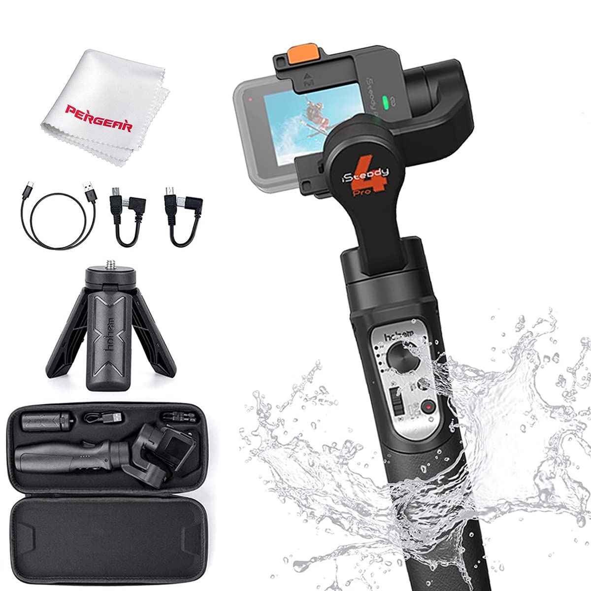 Hohem iSteady Pro 4 3-Axis Action Camera Gimbal with IPX4 Splash Proof for Hero 10/9 8/7/6/5/4 Osmo Action and Other Action Cameras