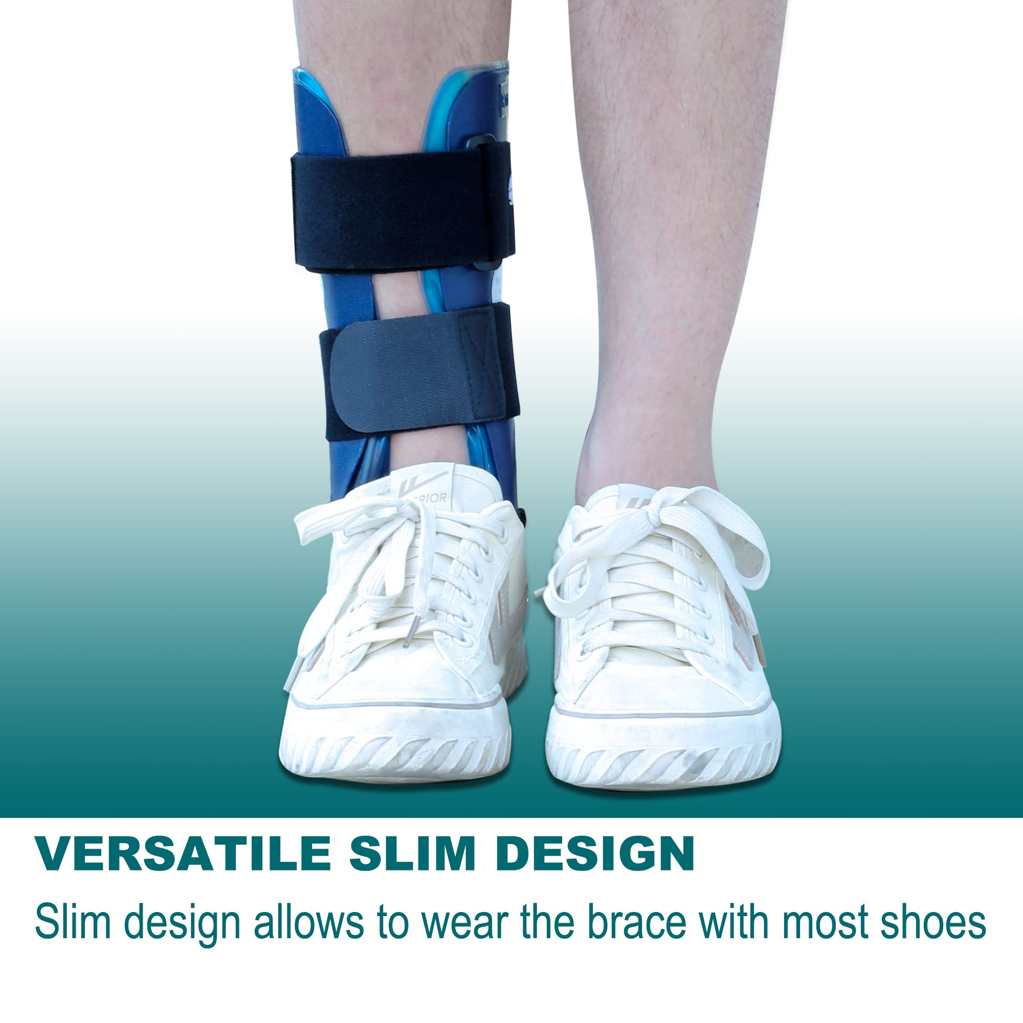 KKOOMI Ankle Stabilizer Ankle Brace for Pain Relief,Gel Ice Pack Wrap Up Adjustable Support,Cold/Hot Compression,for Sprains, Tendonitis, Post-Op Cast Support,Running, Injury Recovery,for Men, Women (Gel Pads-Right Foot)
