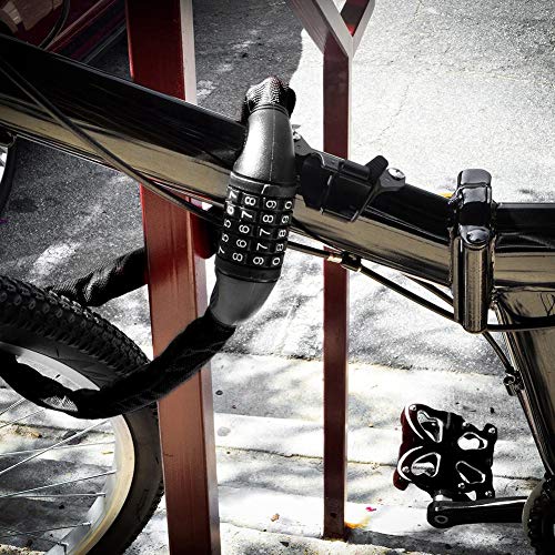 Haowecib Steel Chain Lock, Security Bike Lock High Sensitivity Universal 5-Digit for Bicycles for Motorcycles(Black)