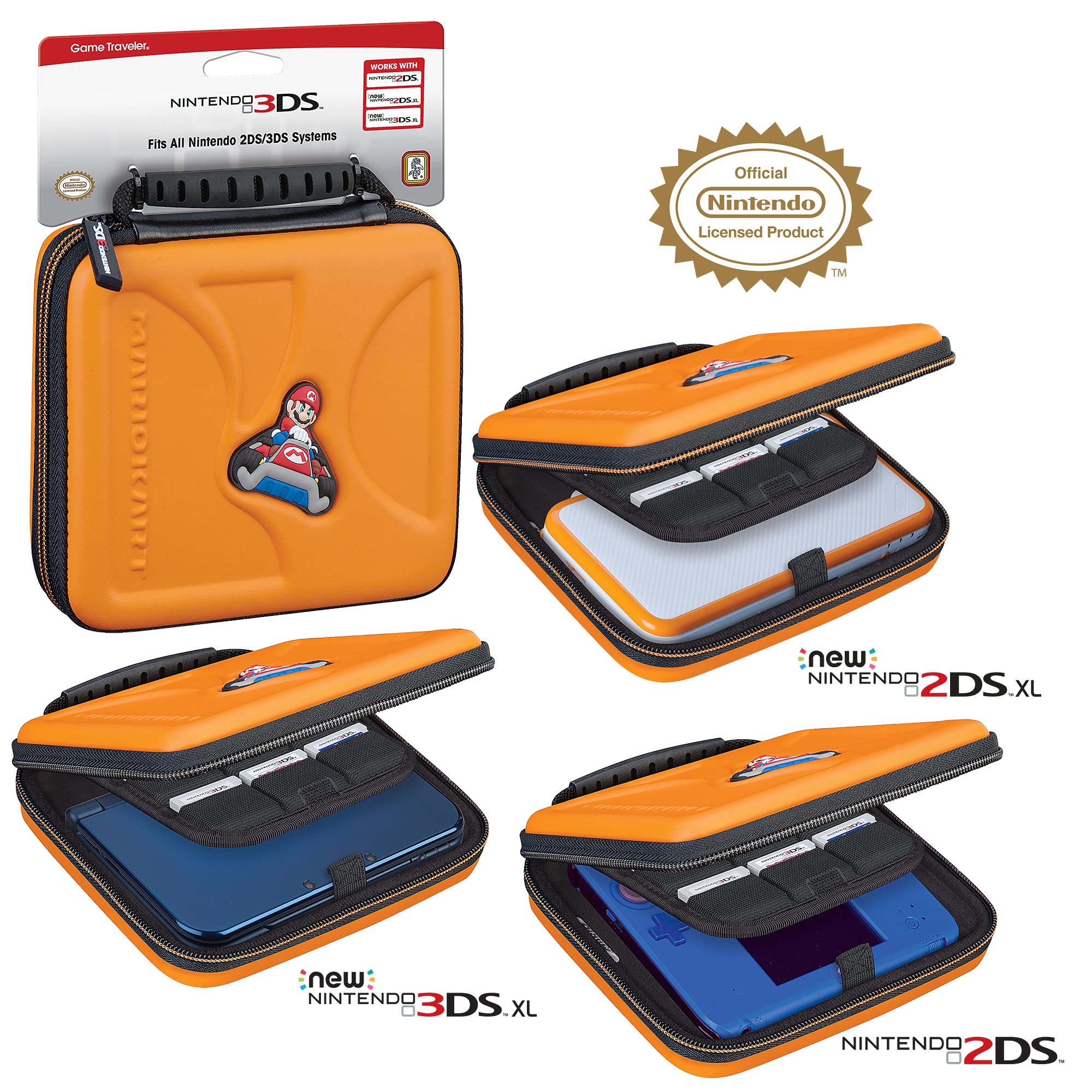 Game Traveler Nintendo 3DS or 2DS Case - Compatible with Nintendo 3DS, 3DS XL, 2DS, 2DS XL, New 3DS, 3DSi, 3DSi XL - Includes Game Card Pouch - Licensed by Nintendo