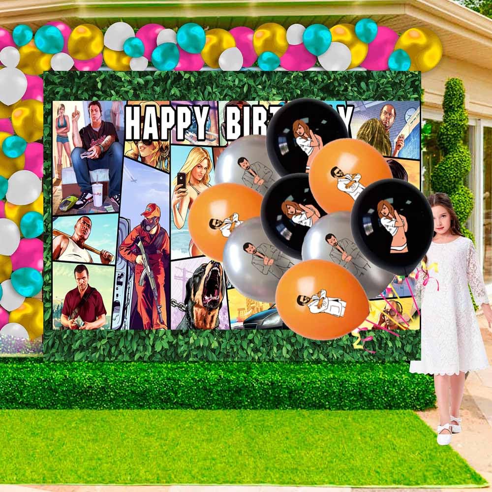 GTA Party Supplies Decorations Cake Topper Birthday Backdrop Background Decor