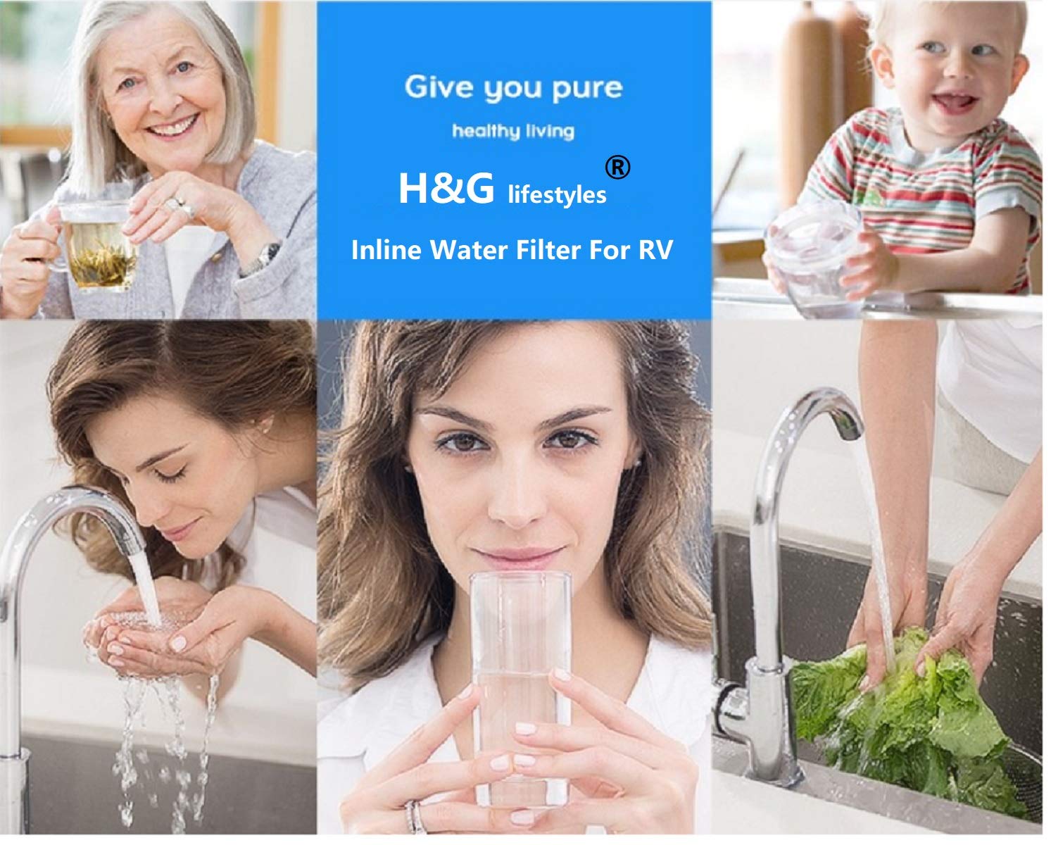 H&G lifestyles 2pcs Camping Water Filter Replacement Drinking Water Filtration Bucket Filter Gravity Water Purification Emergency Water Filter (Blue)