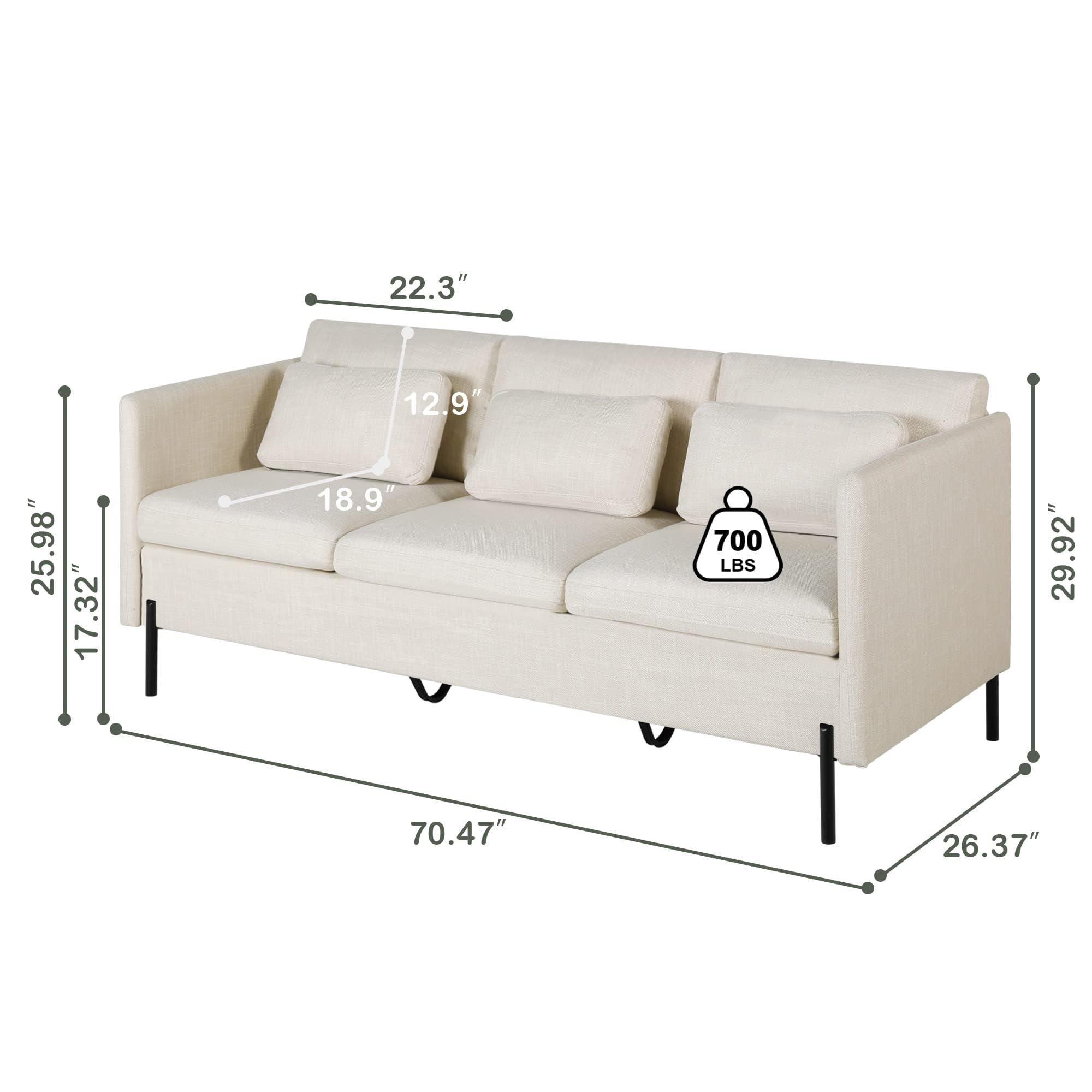LINLUX Living Room Sectional Sofa Set, Modern Couches for Living Room, 2 Pcs Sofa & Loveseat Sets, Soft Linen Couch, Beige