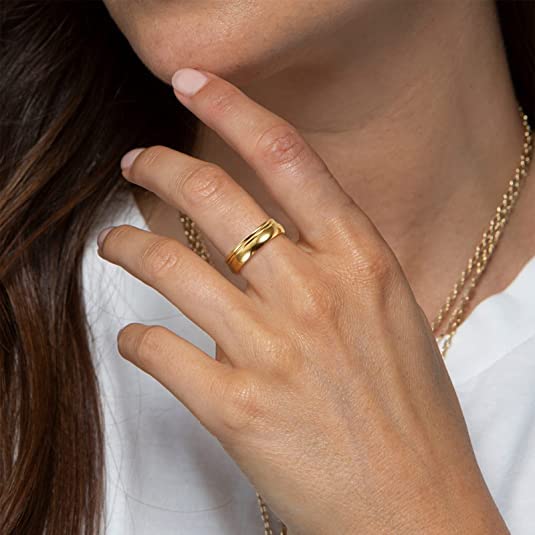 Jstyle 14K Gold Filled Rings Stacking Rings for Women StackableThin Ring Plain Knuckle Thumb Statement Rings Midi Pinky Band Rings Comfort Fit 3PCS 3mm 9