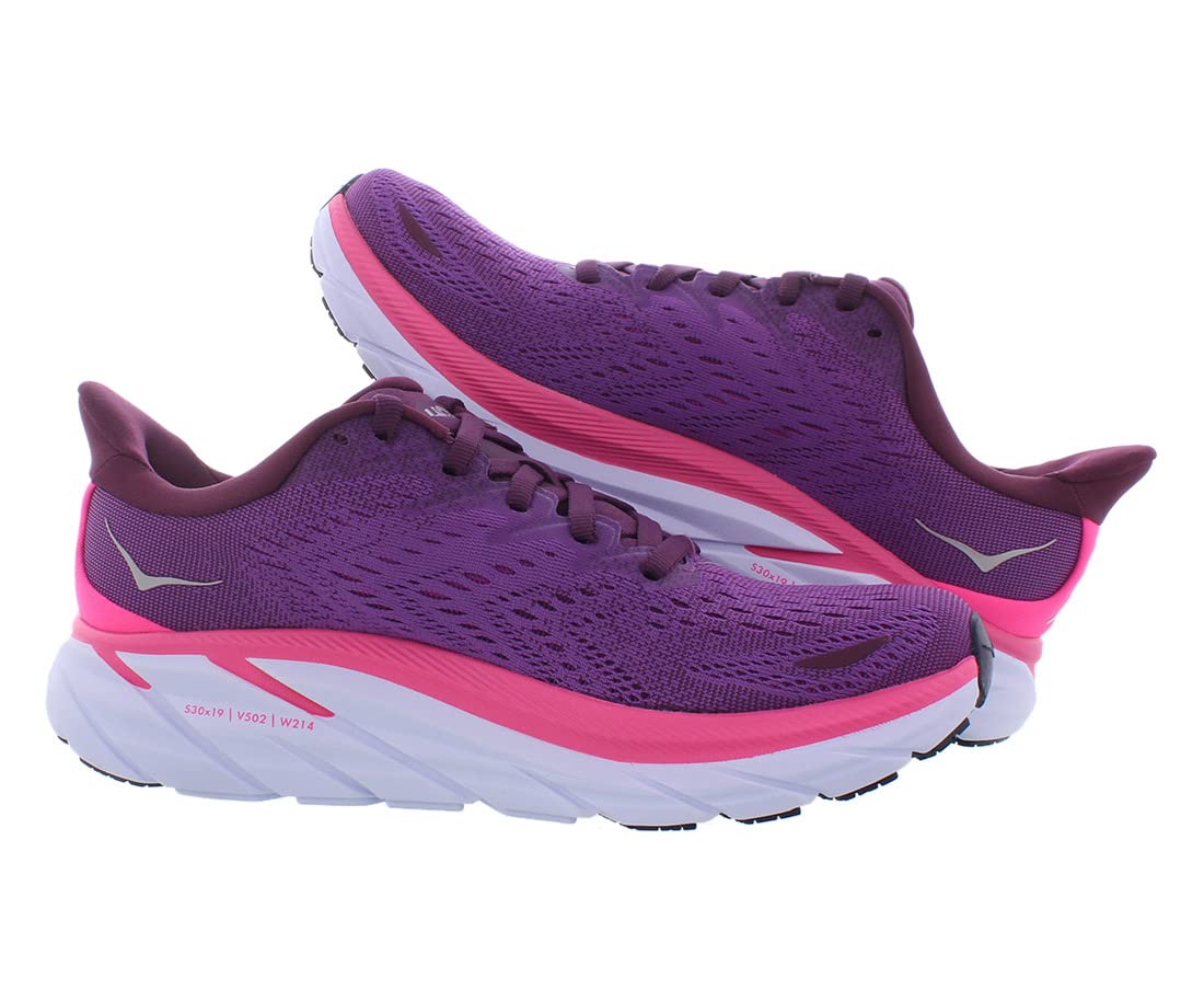 HOKA ONE ONE Clifton 8 Womens Shoes Size 7, Color: Grape Wine/Beautyberry