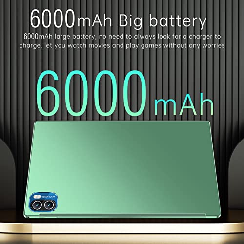 HEEPDD 10.1 Inch Tablet 2.4 5G WiFi Dual Band 1960x1080IPS 8 Core CPU 8MP 20MP Dual Camera 100-240V Green Kids Tablet for Android11 (US Plug)