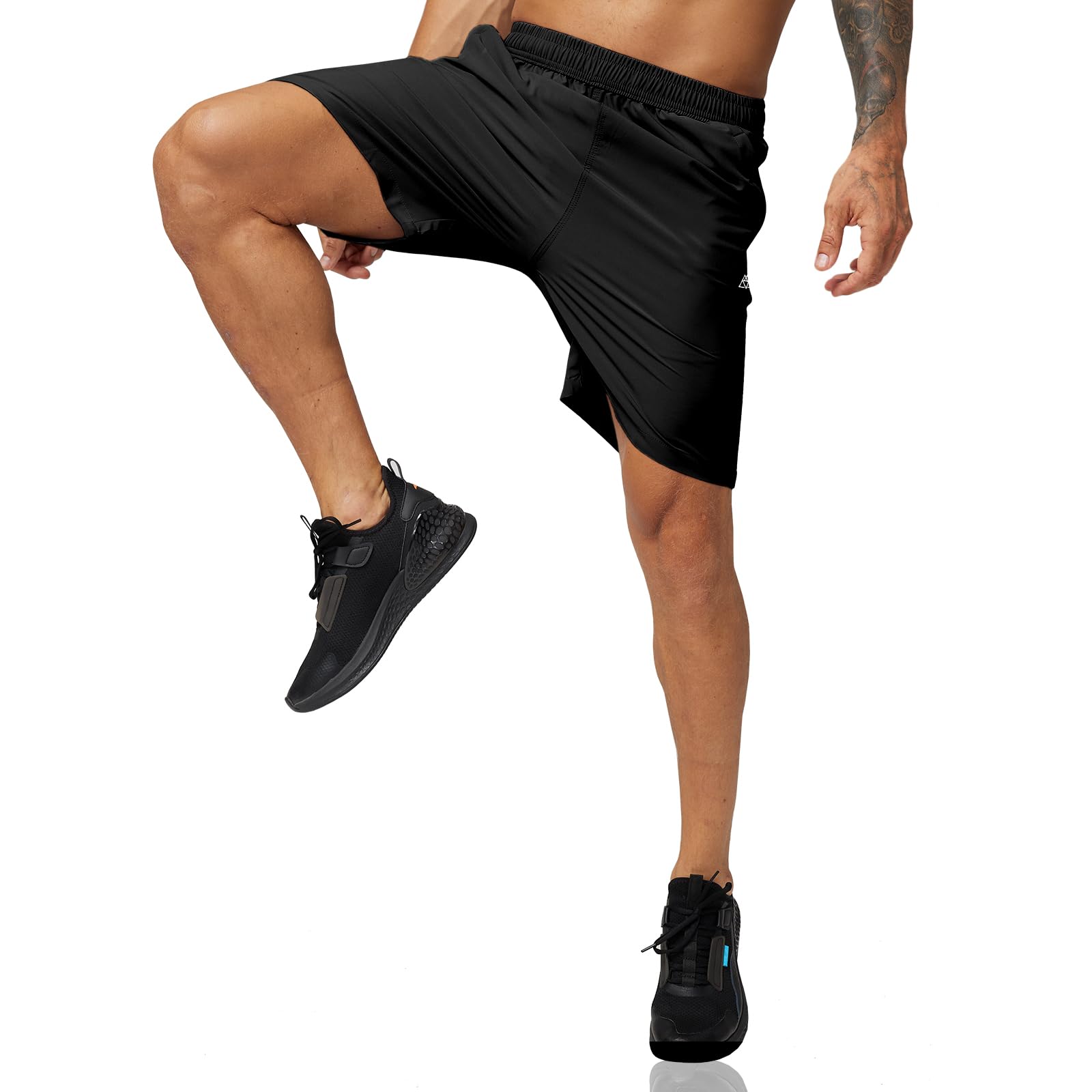 Haimont Mens Black Athletic Shorts Quick Dry Running Shorts with Zipper Pocket Lightweight Workout Linerless L