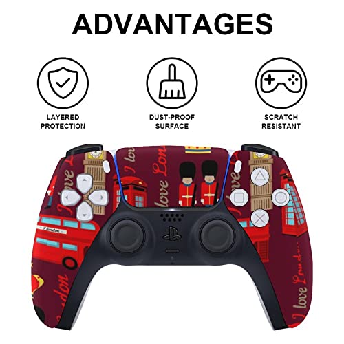 I Love London Full Protective Skin Cover Design Wrap Decal Sticker Compatible with PS5 Digital Edition Console and Controller