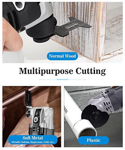 Housolution Metal/Wood Oscillating Tool Saw Blades, [20 PCS] Metal Universal Multitool Blades Kit, Quick Release Saw Blades Compatible for Dremel Porter Cable Fein Milwaukee Bosch, 7 Types of Blades