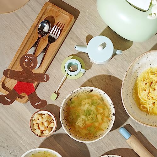 HOLIDYOYO 12Pcs Christmas Silverware Holders Fabric Gingerbread Man Shaped Cutlery Holder Pouch Bag Knife Fork Spoon Cover Tableware Holder for Christmas Party Table Decoration