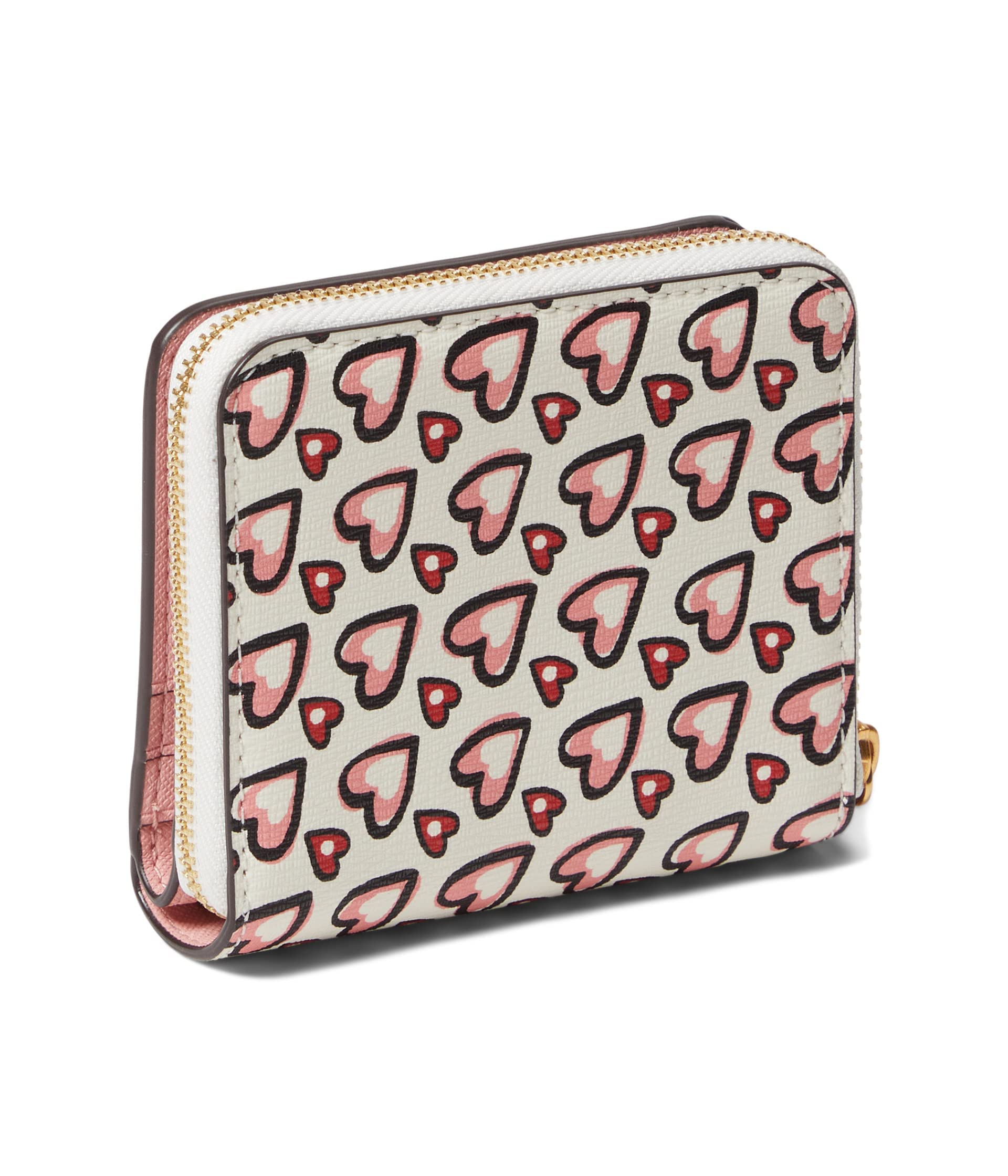 kate spade new york Morgan Valentines Heart Print Small Compact Wallet Cream Multi One Size