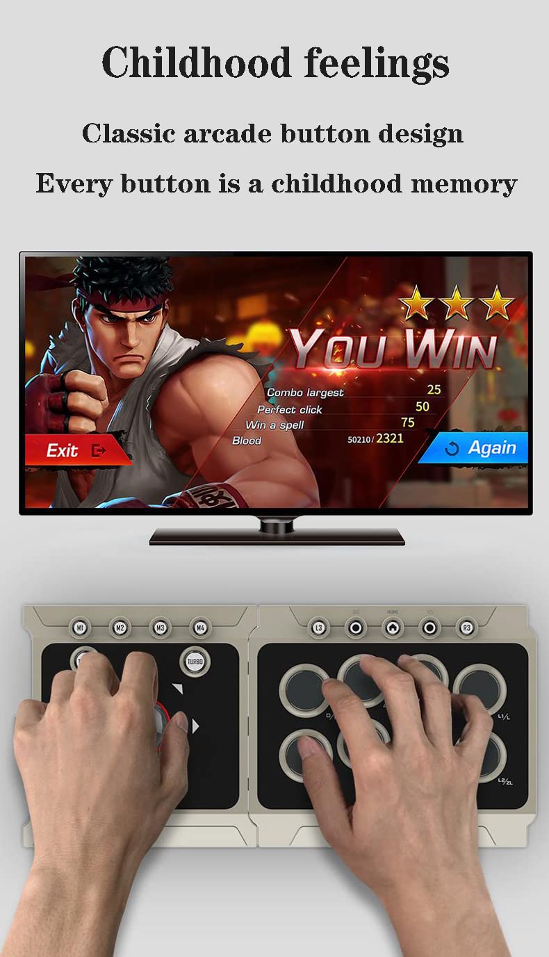 ipega PG-9221 Arcade Stick PC Street Fighter ps4 Arcade Stick Rocker whit TURBO one button continuous sending, MACRO programming for PS4/PS3/N-Switch/PC(windows 7/8/10)