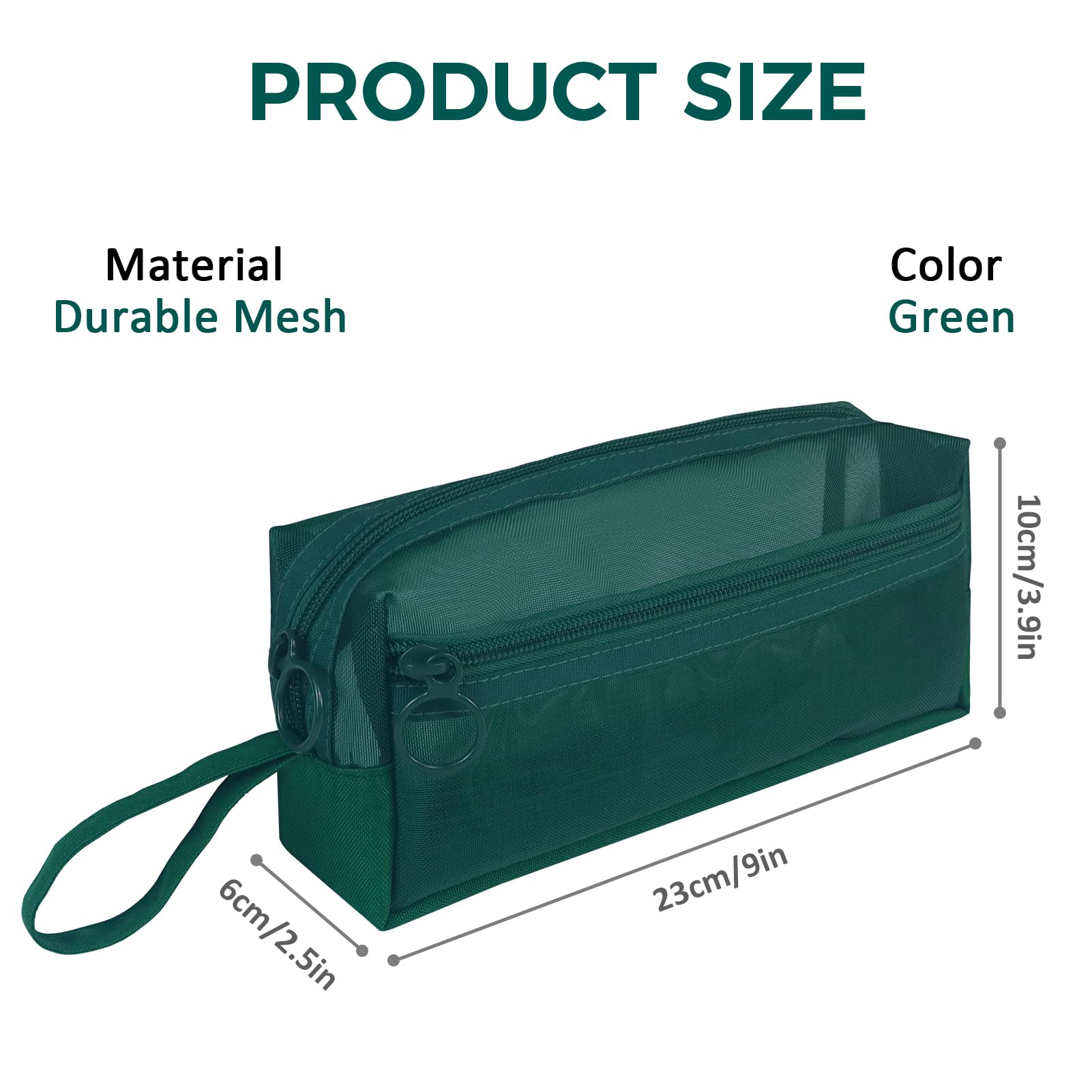 Moyad Grid Mesh Pencil Pen Case Large Capacity Pencil Pouch Stationery Organizer Pen Bag Clear Translucent Pencil Cases for Office, Work, Travel, Adults - Green