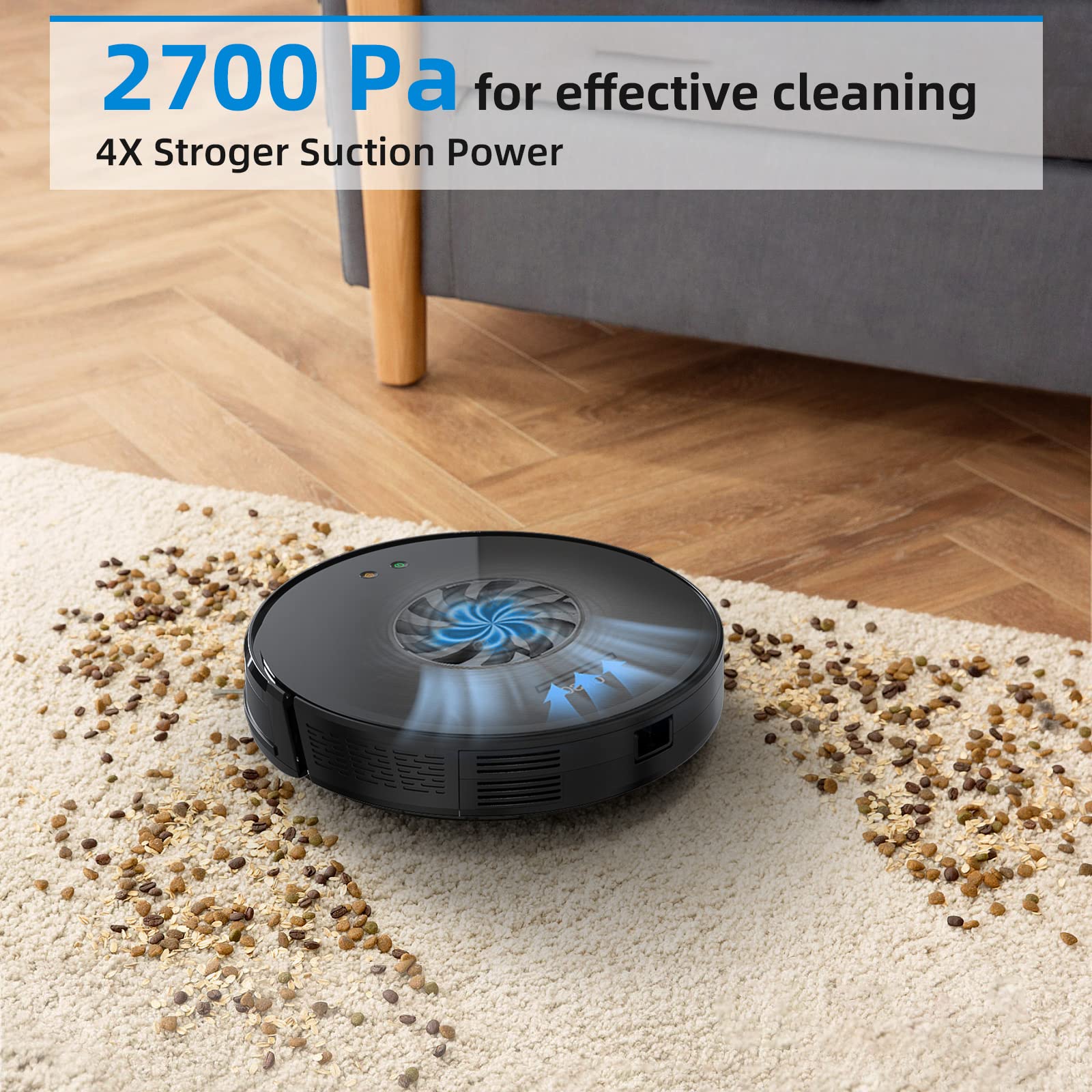 HONITURE Q5, 2-in-1 Robot Vacuum and Mop Cleaner with XL-600ml Dustbin, 2000Pa, 100mins Runtime, LCD Display, Voice & APP Control, Self-Charging Robotic Vacuum, Ideal for Pets