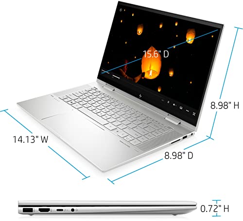 HP 2022 Envy X360 15.6" FHD IPS Touchscreen 2-in-1 Laptop 12th Intel Core i7-1260P 12-Core Iris Xe Graphics 32GB DDR4 1TB SSD Thunderbolt 4 WiFi 6 Backlit KB FP Reader Win 10 Pro w/ RATZK 32GB USB
