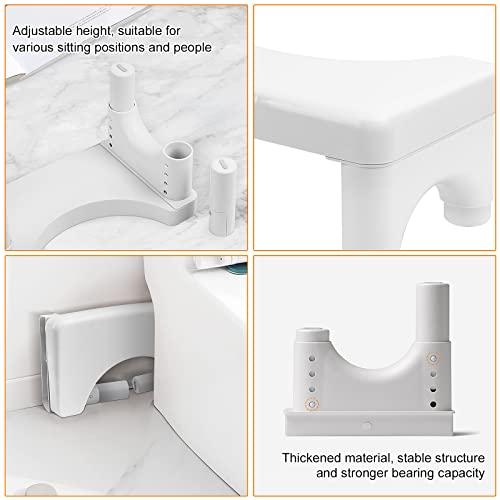 Hasfu Squatting Toilet Stool, Adjustive 6 Inch to 8 Inch Potty Bathroom Poop Stool for Adults and Children, White