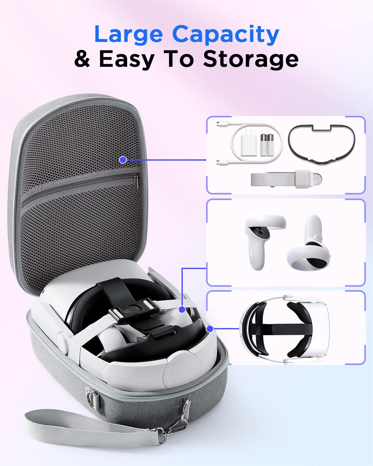 Head Strap Accessories Compatible with Oculus Quest 2, JOYROOM Lightweight & Adjustable Elite Head Strap for Oculus/Meta Quest 2, Enhanced Support & Comfort Reduce Head Pressure in VR