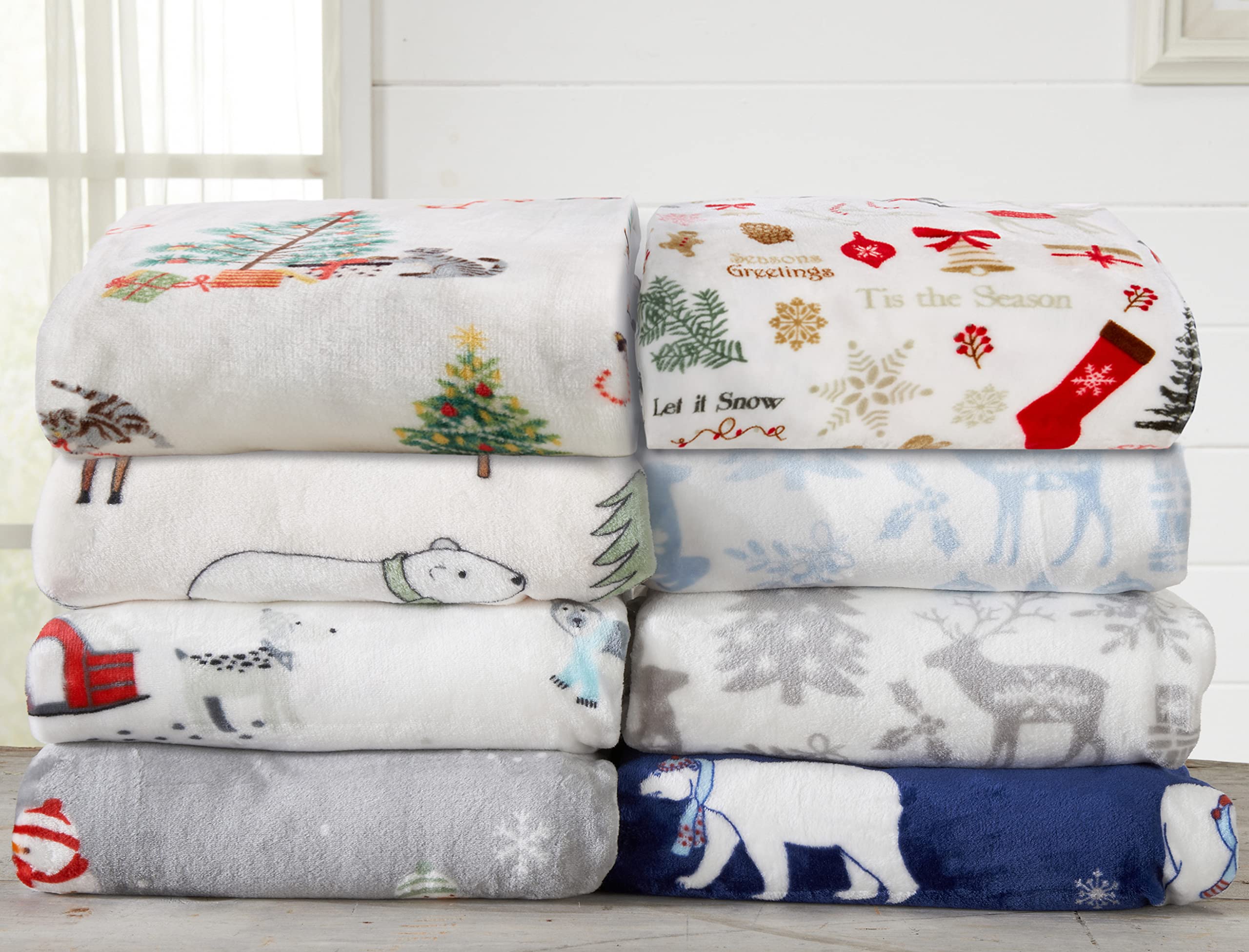 Great Bay Home Fuzzy Velvet Throw Blanket | Very Soft Velvet Plush Lodge and Camping 50"x70" Throw Blanket | Rustic Bear Printed Fluffy Throw | Elk Lodge Collection