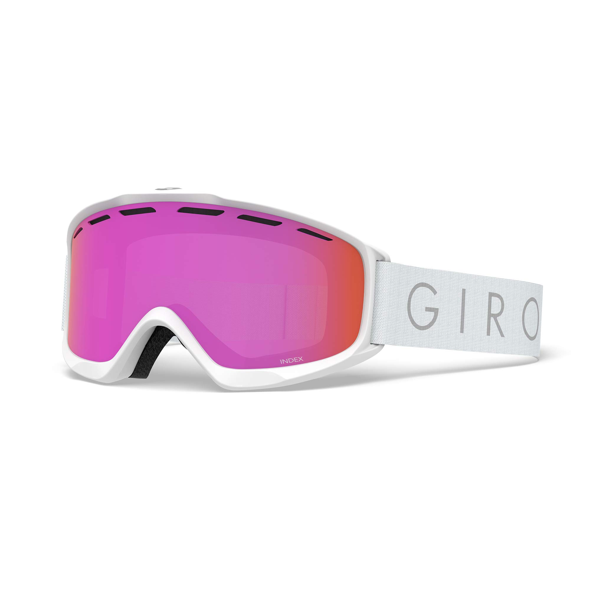 Giro Index OTG Adult Snow Goggles - White Core Light Strap with Vivid Pink Lens (2021)