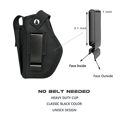 Gun Holster for Men/Women, Pistol Holster for Concealed Carry Fits Compact Subcompact Handguns, Universal Airsoft Holster Right/Left, IWB/OWB with Mag Pouch Black