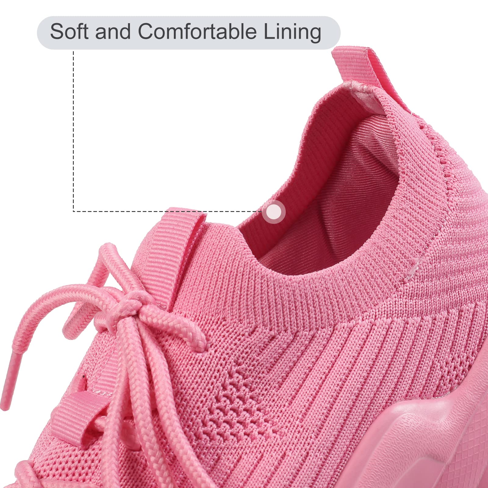 Hasina Womens Walking Shoes Slip On Mesh White and Hot Pink Sneakers Lightweight Breathable Comfortable Casual Running Shoes (Pink,8.5)