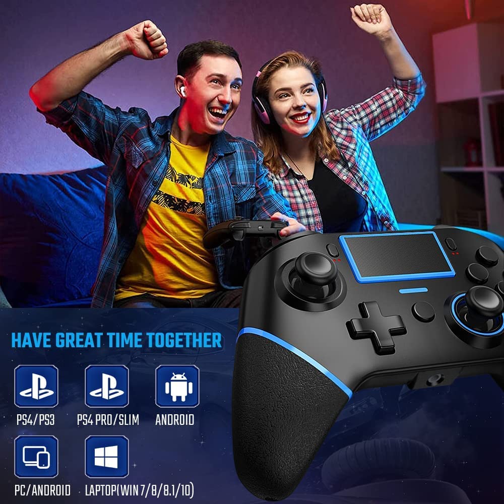 Ibotomo Wireless Controller for P4 Game Controllers with User-Defined Buttons/Back Button/Turbo(15 shoots/s)/6-axis Motion Control/Dual Vibration/Stereo Headset Jack/Touch Pad Controller