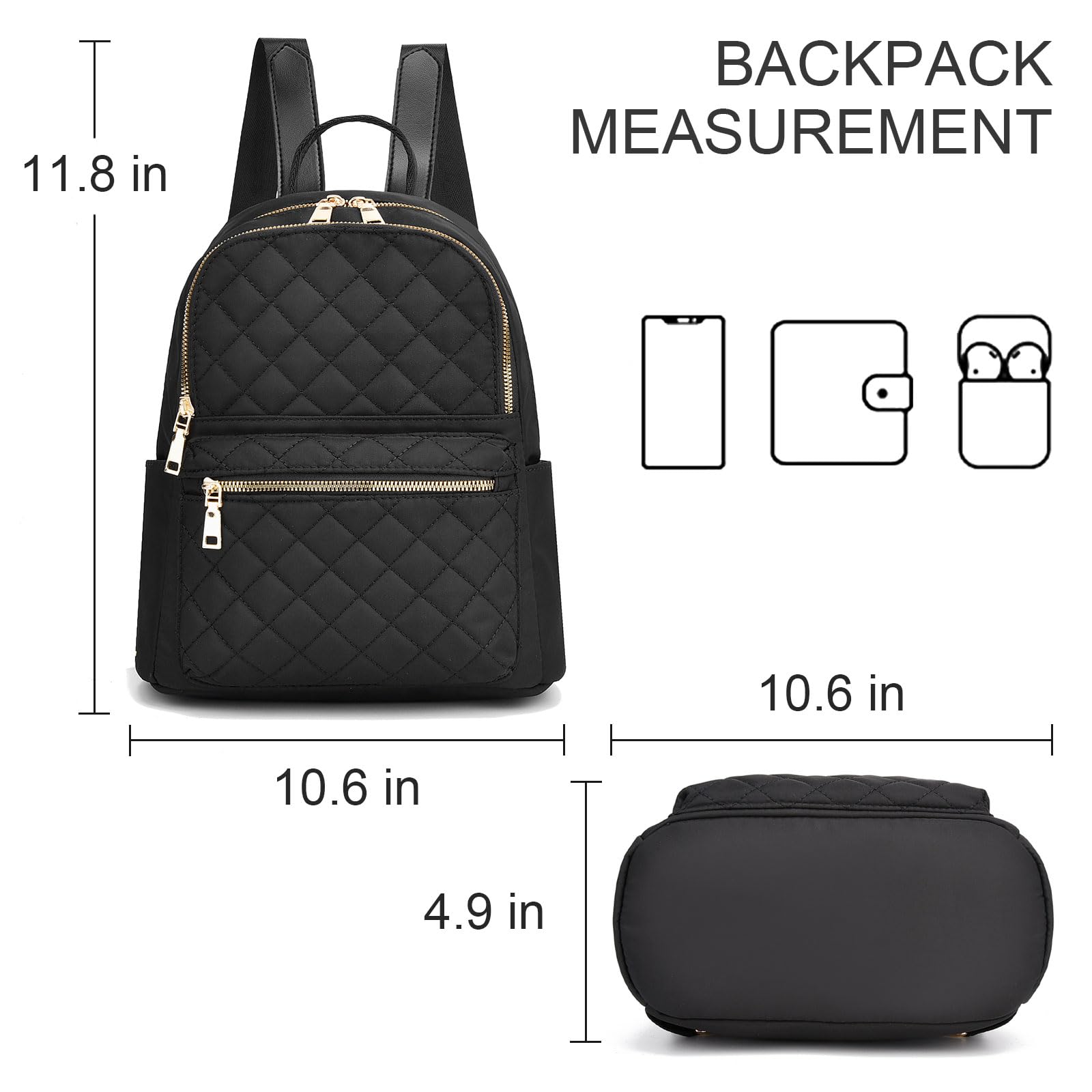 IHAYNER Backpack Purse for Women Nylon Casual Backpacks Quilted Pattern Small Daypack Shoulder Bags