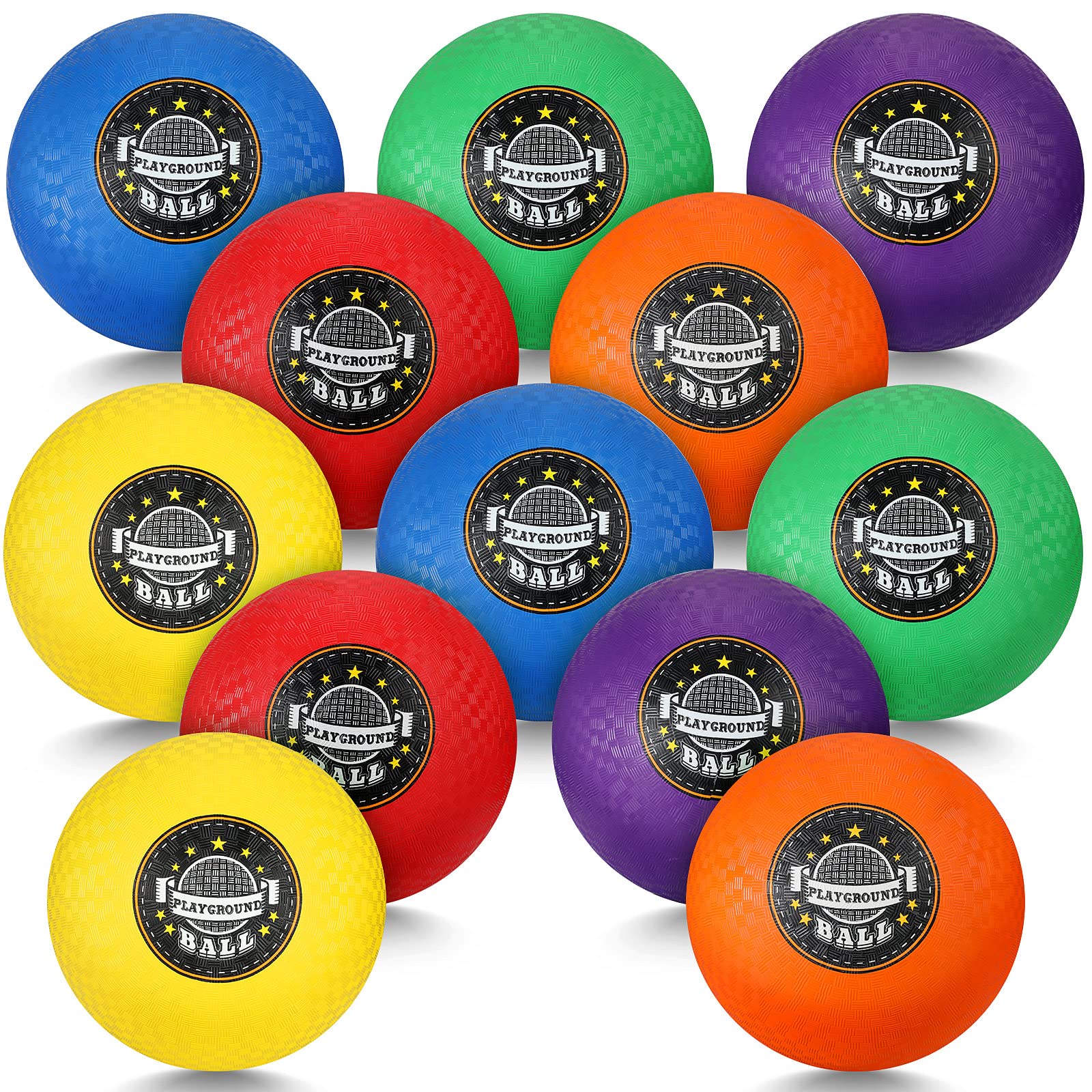Jerify 12 Pack 8.5 Inch Playground Balls Rubber Kickballs Bulk 6 Colors Dodgeballs Bouncy Balls Inflatable Dodgeballs Sport Balls for Adults Indoors Outdoors Games Gym Exercise(Bright Colors)