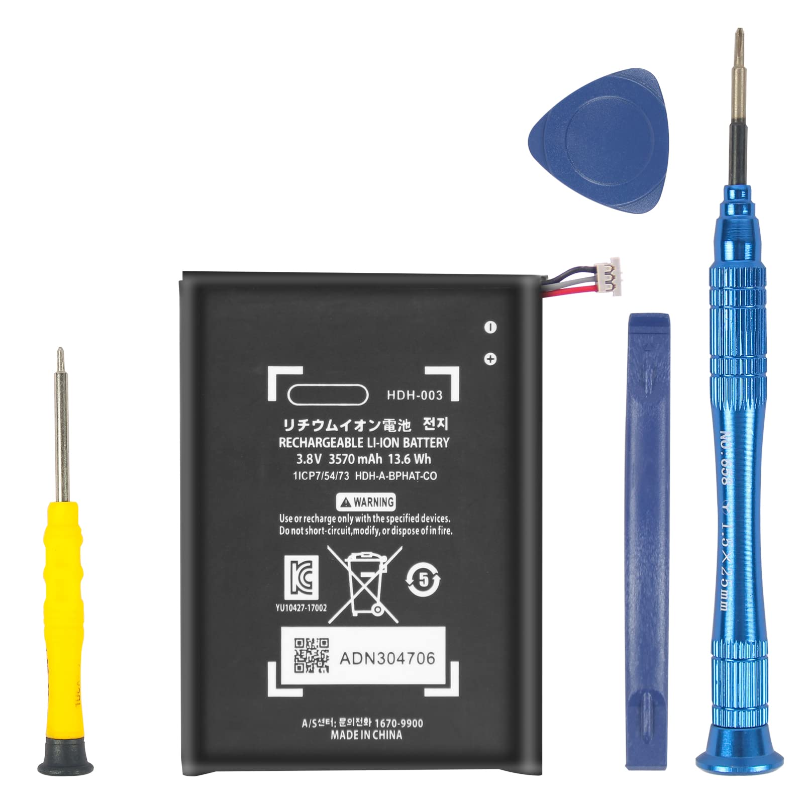 JUBOTY 3570mAh Battery for Nintendo Switch Lite HDH-003 HDH-001 Game Console, Li-ion Internal New Upgrade 0 Cycle High Capacity Replacement Battery with Repair Tool Kit