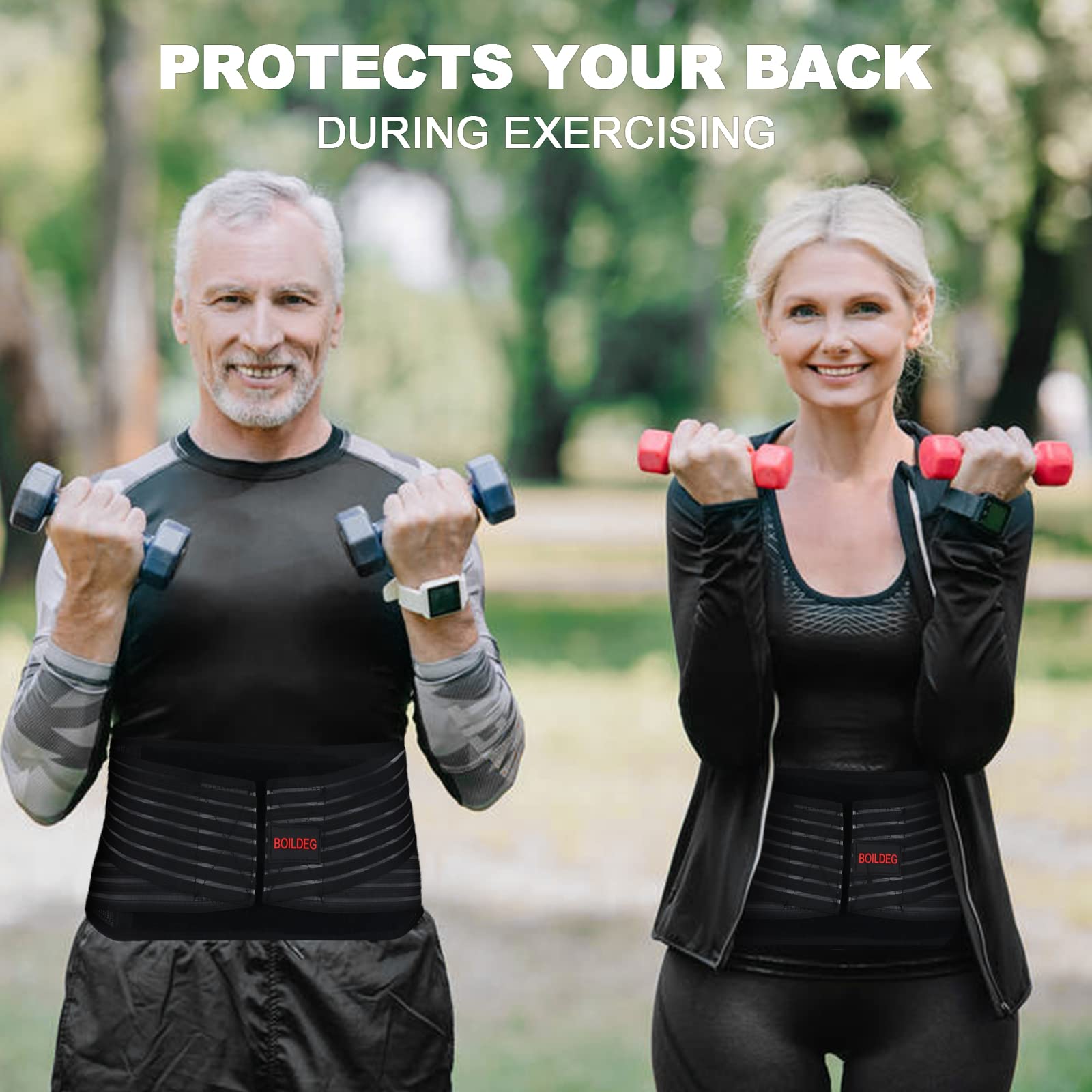 HOMREALM Back Support Relief for Back Pain, Herniated Disc, Sciatica for Men and Women, Black