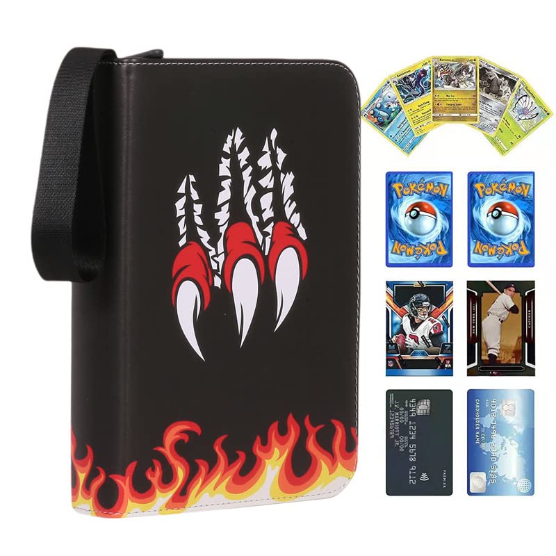 Karlling pokemon card binder charizard 4 pocket card holder with 50 Removable Sleeves hold Up to 400 Standard Size Trading Card Games Collection Binder