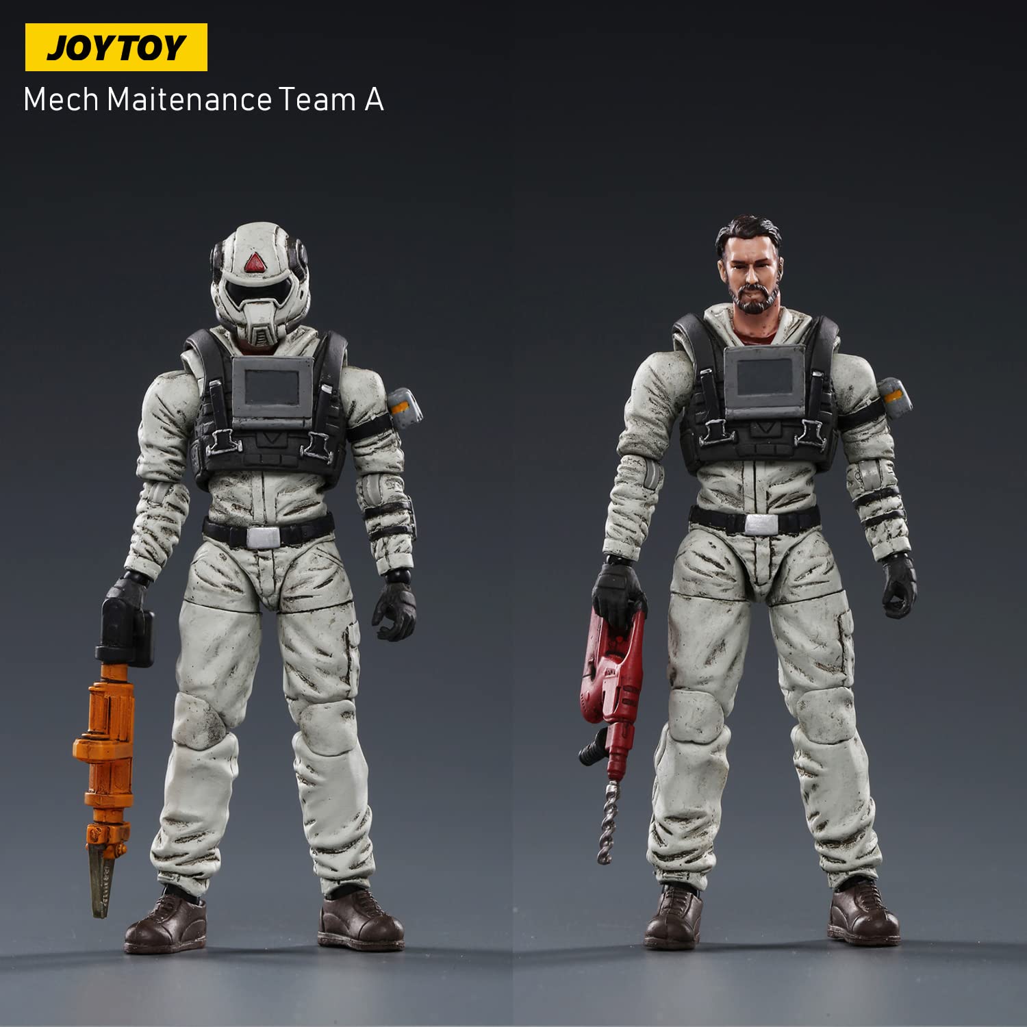 JOYTOY 1/18 Action Figures Dark Source Mecha 4in Mech Maintenance Team Soldier Figure Military Model Collection Toys Set of 6(Team A)