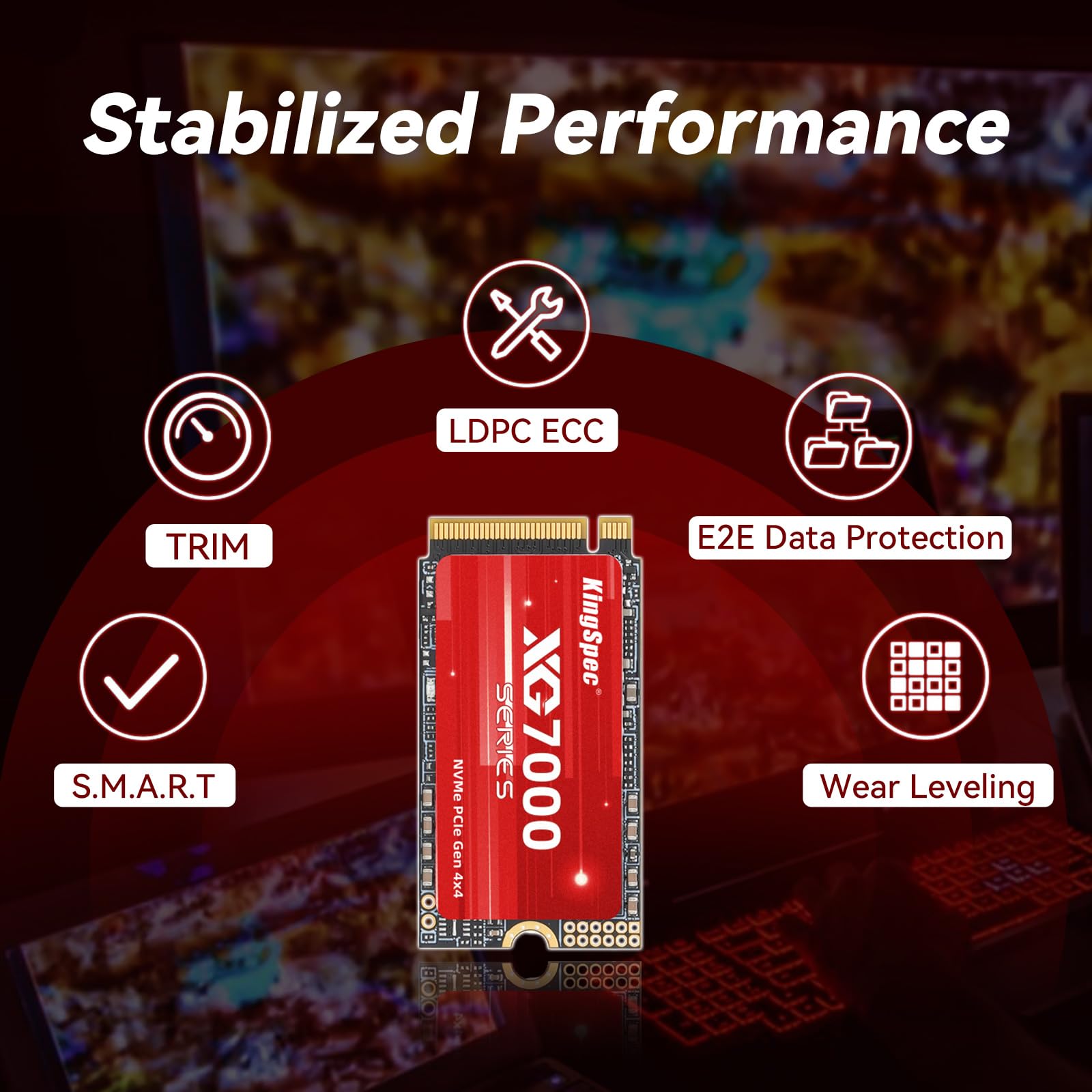 KingSpec 256GB M.2 2242 NVMe SSD - Read Speed up to 3500 MB/s, M.2 PCIe 3.0x4 SSD 3D NAND Flash, Compatible with PC/Desktop/Laptop (2242, 256GB)