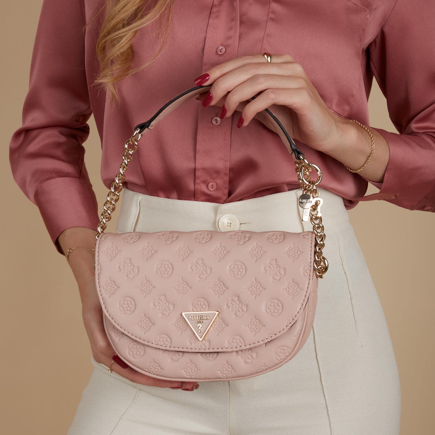 GUESS La Femme Flap Shoulder Bag, Pale Rose