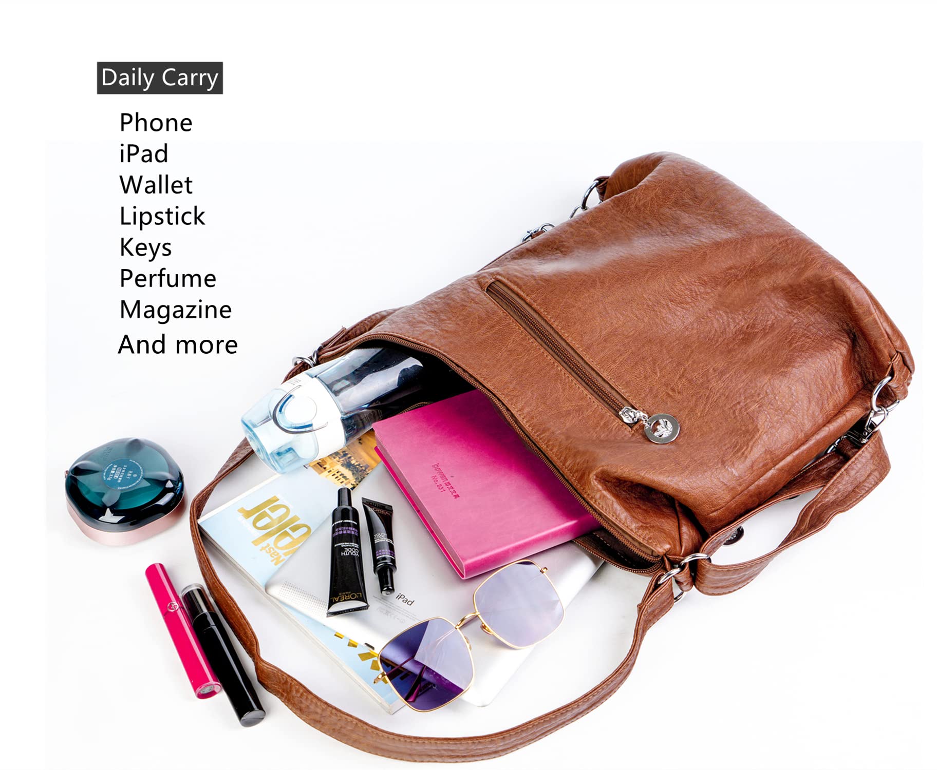 Handbags for Women Hobo Bags Shoulder Bag Tote Bag Satchel Handle Bag (Brown)