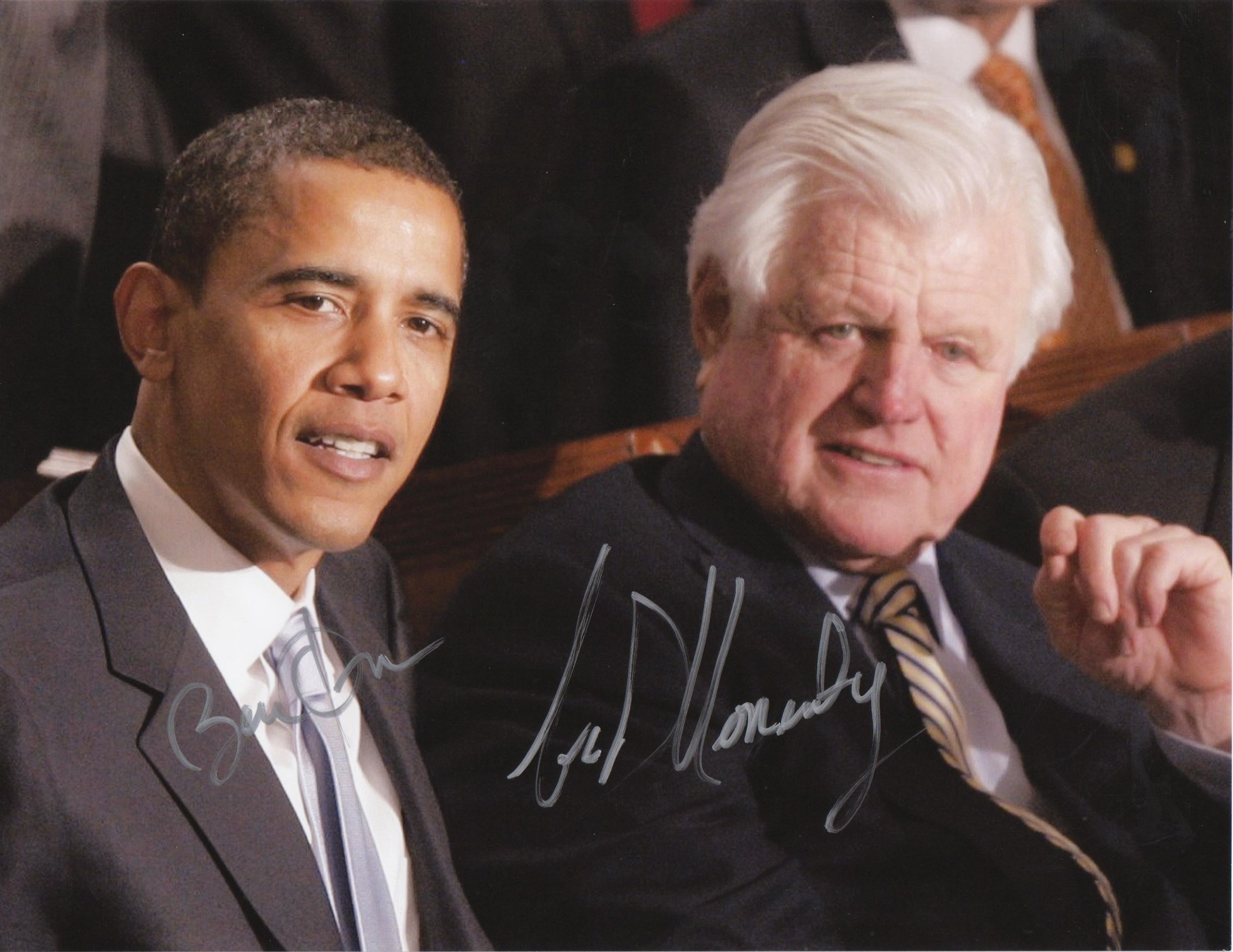 Kirkland Barack Obama & Ted Kennedy, 8 X 10 Photo Display Autograph on Glossy Photo Paper