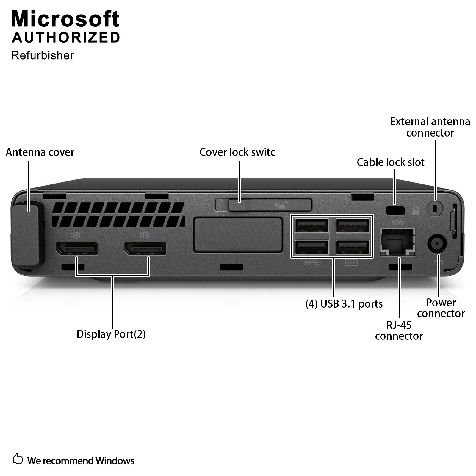 HP ProDesk 600 G3 Desktop Mini, Intel Quad Core i5-7500T 2.7GHz, 8GB DDR4, 1TB, WiFi, BT, DP, Windows 10 Pro 64 Bit - Multi-Language Support English/Spanish/French