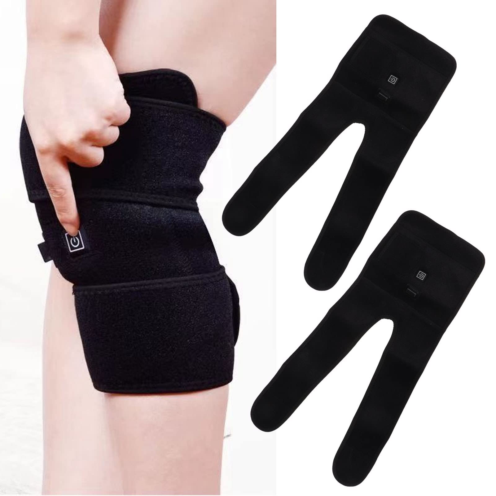 Knee Heating Pad, Portable USB Power Supply 2Pcs DC 5V Heated Knee Brace Wrap for Pain Relief for Adults