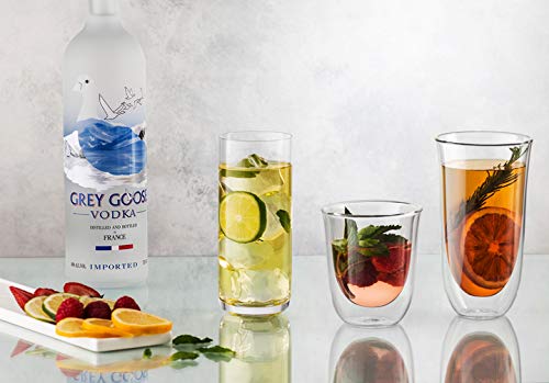 JoyJolt Spike Double Wall Glasses, Cocktail Beer Drinkware Glass Set of 2 - double walled glass 13.5 Ounces