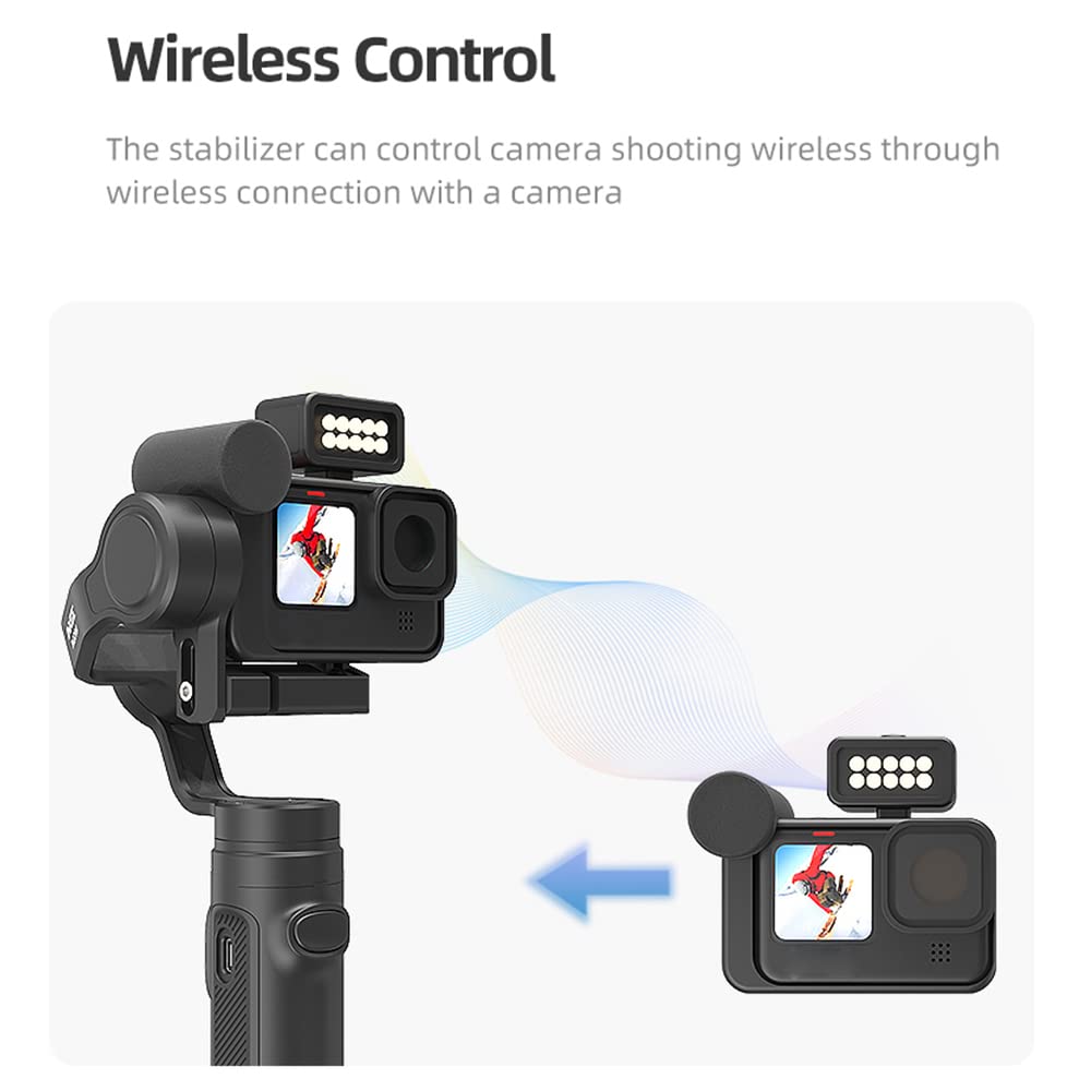 INKEE Falcon Plus Handheld Action Camera Gimbal Stabilizer 3-Axis Anti-Shake Wireless Control Vertical Horizontal Time-Lapse with Mini Tripod Replacement for GoPro Hero 11/10/9/8 OSMO Action Insta360