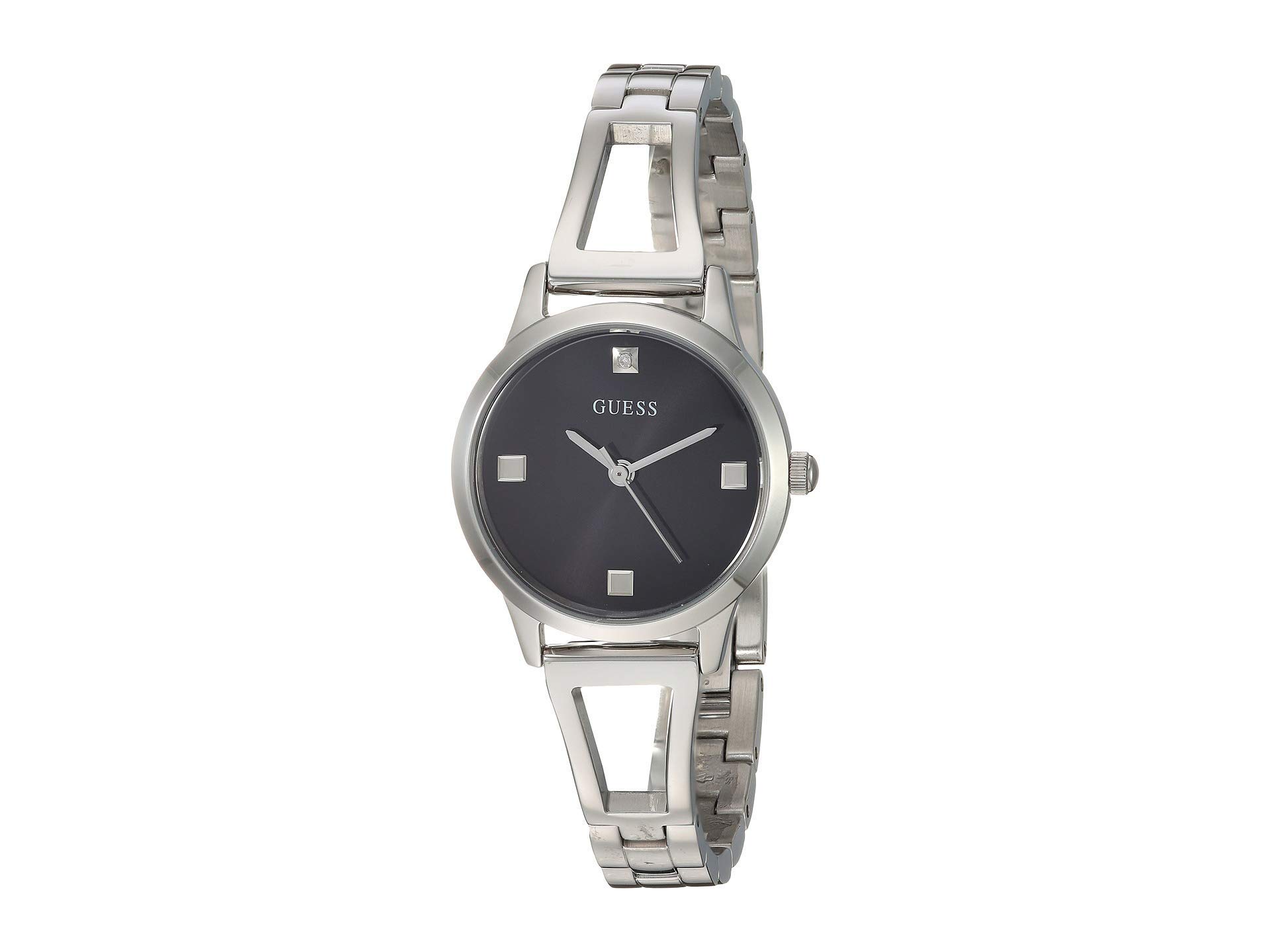 GUESS Women's Analog Watch with Stainless Steel Strap, Silver, 10 (Model: GW0003L1)