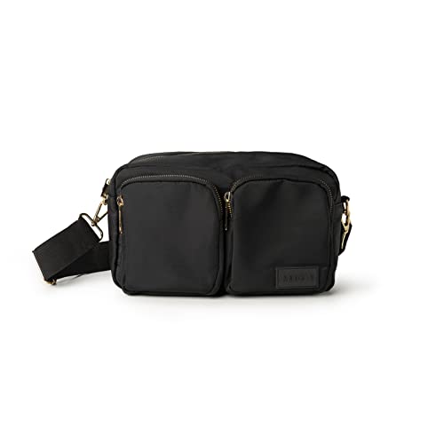 KEDZIE Gemini Crossbody Bag Shoulder Purse with Removable Strap Messenger Bag for Women, Girls - Black