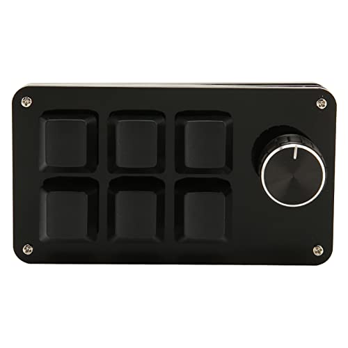 One Handed Macro Mechanical Keyboard, 6 Key Mini Programmable Macro Keyboard with Knob, RGB Backlight and USB Cable Multifunctional Portable Gaming Keyboard Shortcut Keyboard for Office, Gaming