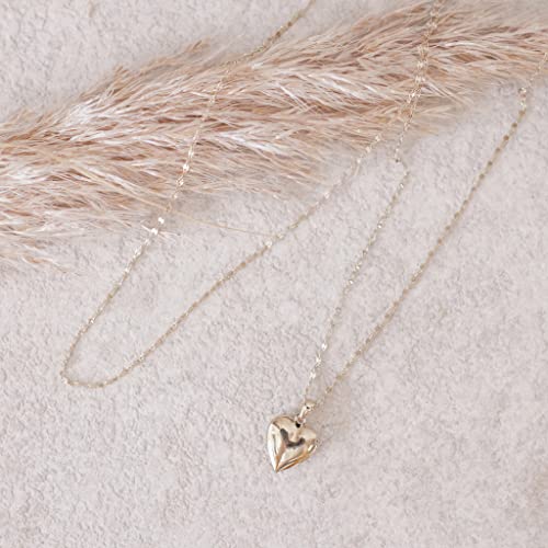 Honeycat Puffy Heart Locket Charm Necklace in Gold, Rose Gold, or Silver | Minimalist, Delicate (Gold)
