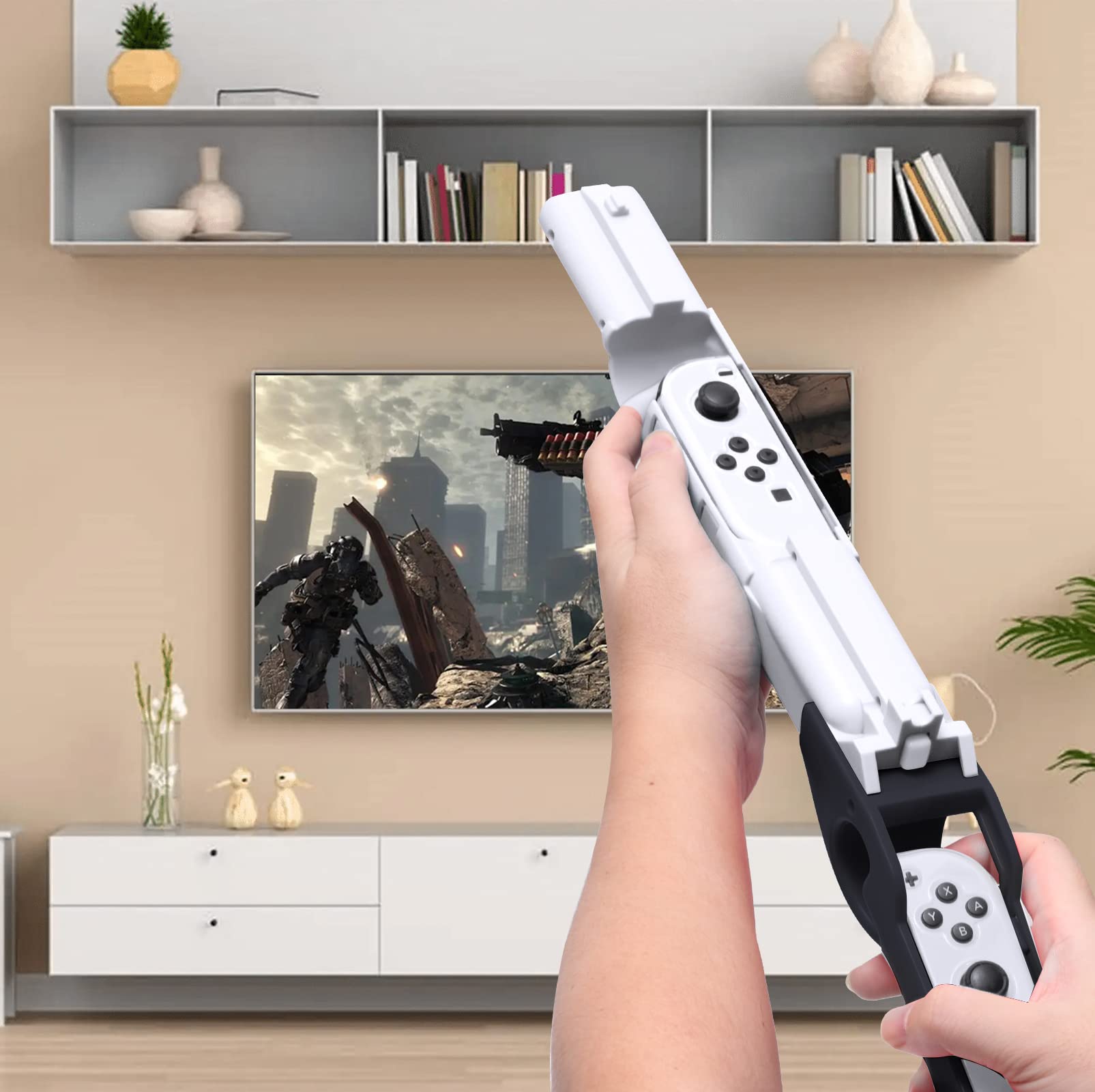 HEATFUN Game Controller Compatible with Nintendo Switch Games Wolfenstein 2: The New Colossus, Big Buck Hunter Arcade - Switch and Other Games - Black White