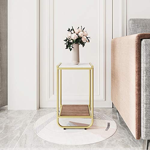 GWDJ Side Table Home Side/end Table, Marble Top and Metal Frame, Sofa Corner Tablefor Living Room/Bedroom/Balcony/Home/Office Corner Table